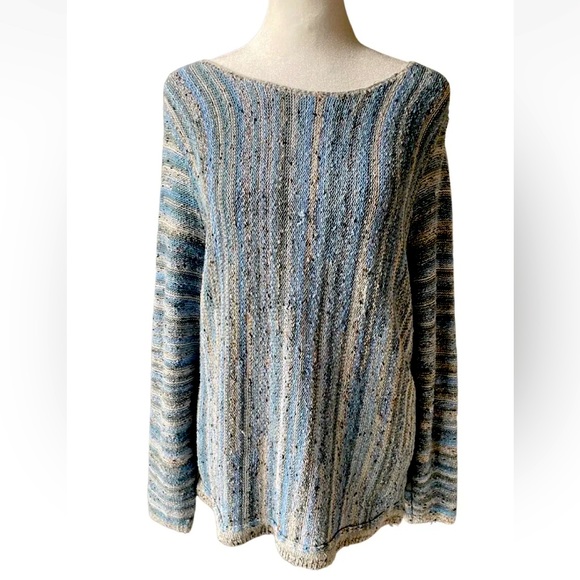J. Jill | Sweaters | J Jill Blue Knit Petite Medium Coastal Sweater ...